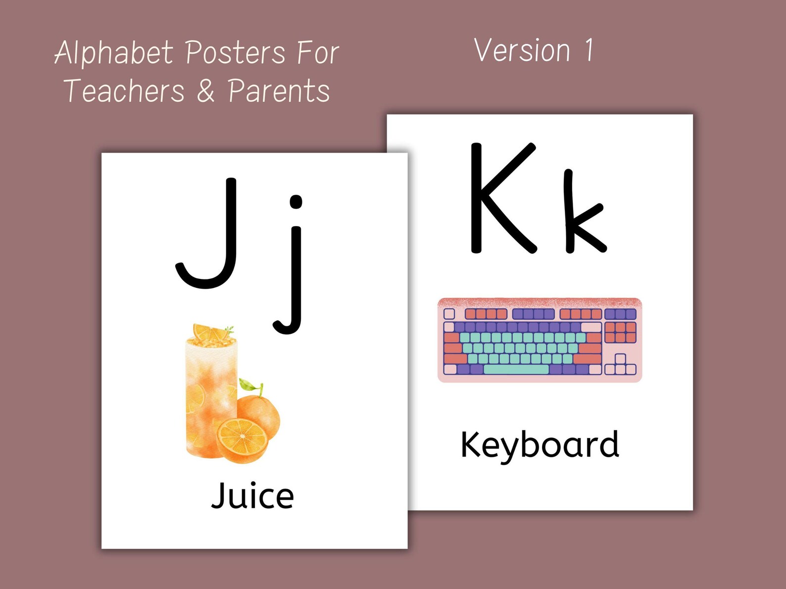 Watercolor Alphabet Poster: Classroom & Nursery Decor (3 Versions ...