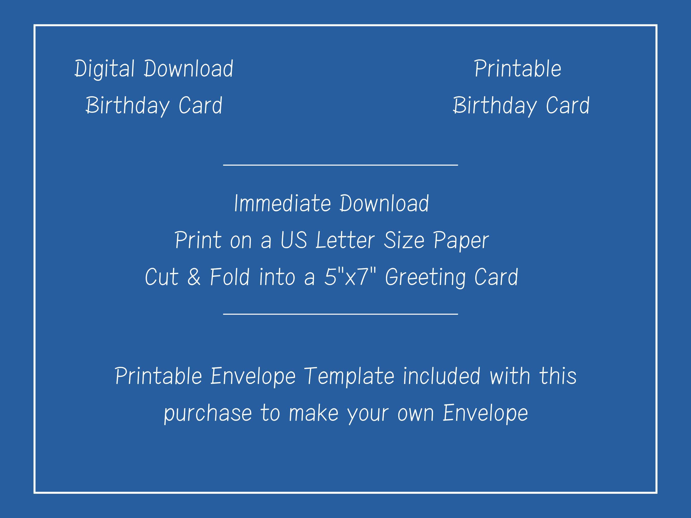 Birthday Card Printable Digital Birthday Greeting Card Birthday Card ...
