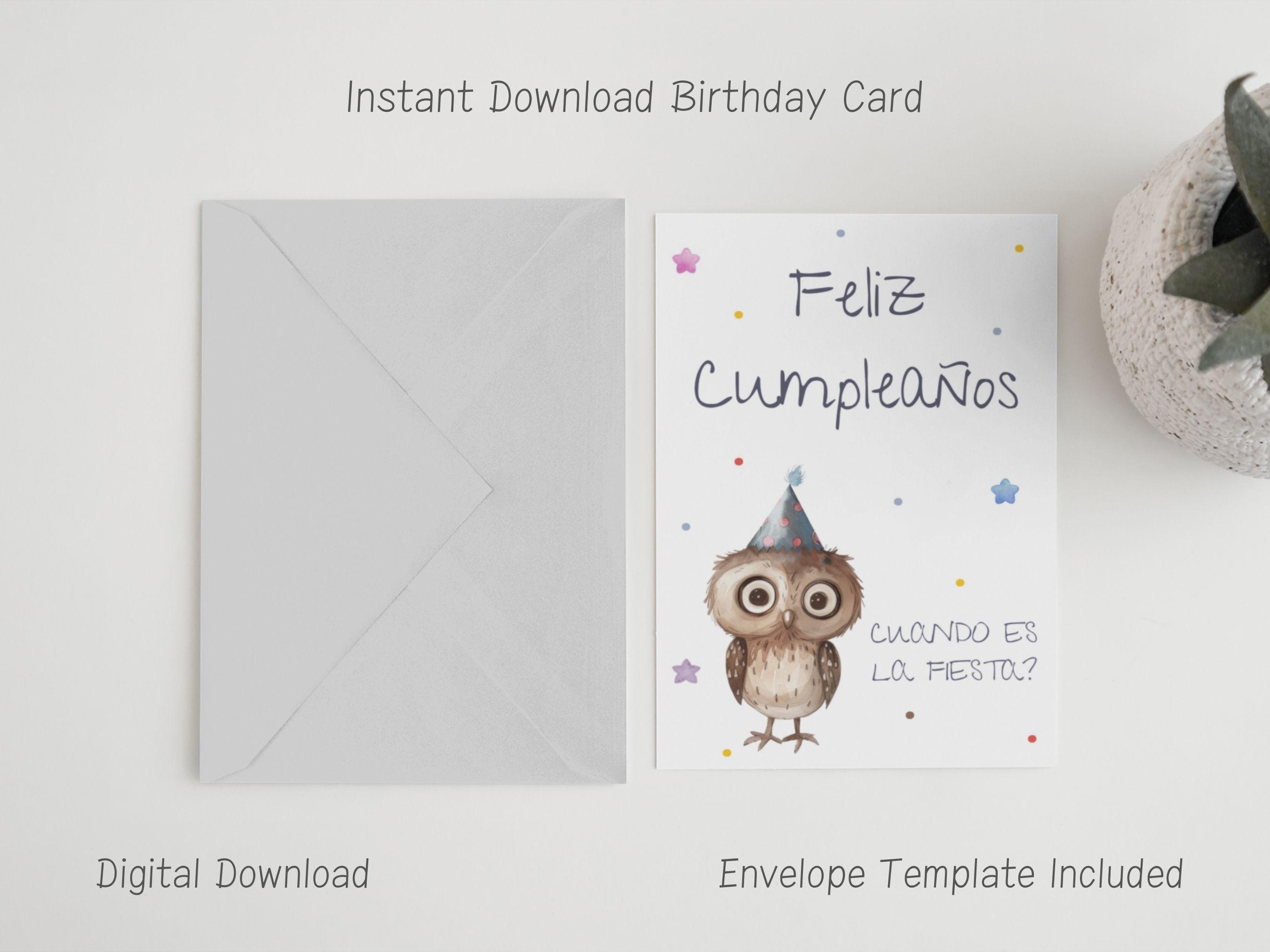 Feliz Cumpleaños Printable Card Printable Spanish Birthday Card Spanish ...