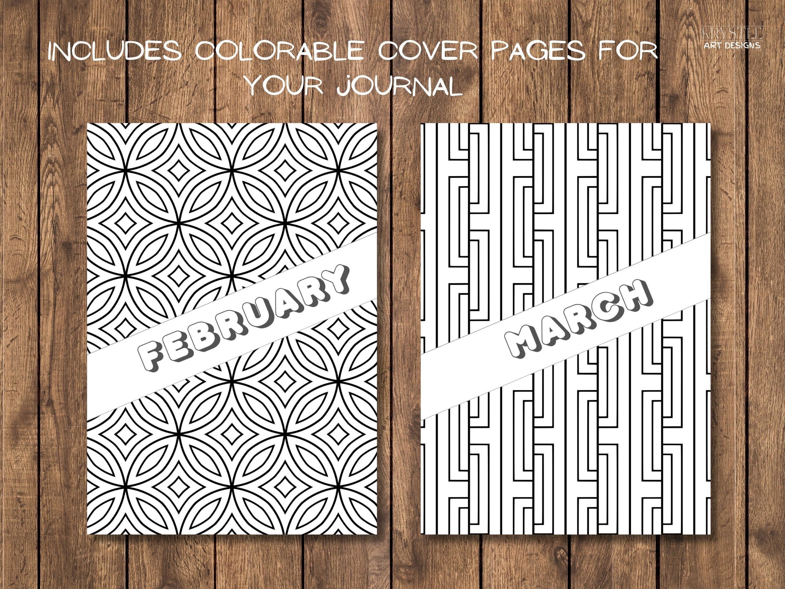 12 Month Calendar Pages With 12 Cover Pages 2 Page Spread Printable A5 ...
