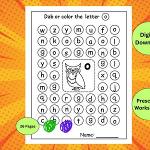 Dab the Letters Worksheets. 26 Printable Lowercase Alphabet - Etsy