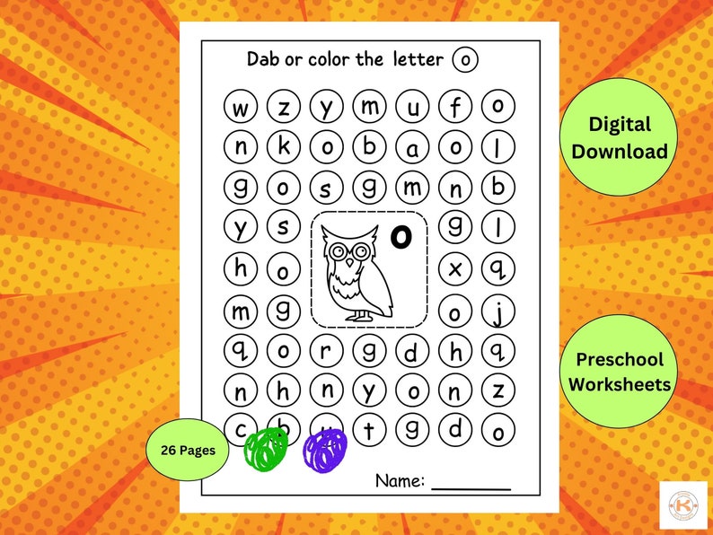 Dab the Letters Worksheets. 26 Printable Lowercase Alphabet - Etsy