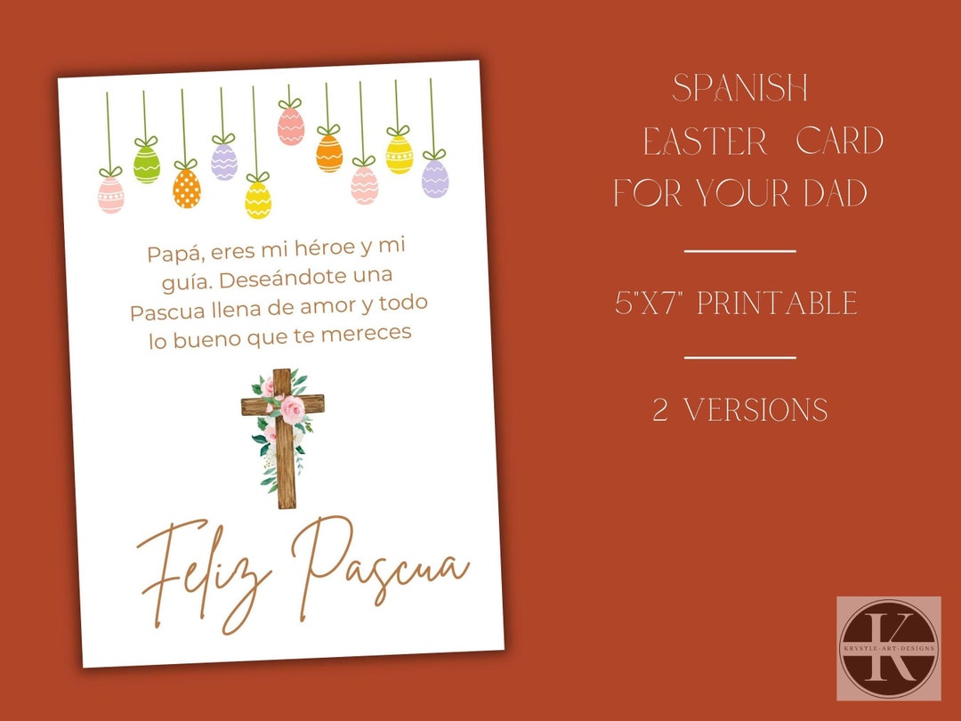 Dad Spanish Easter Printable Card | Printable Spanish Happy Easter Card ...