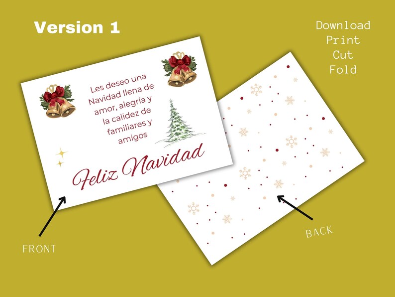 Feliz Navidad Printable Card for Friends & Family | Printable Spanish ...
