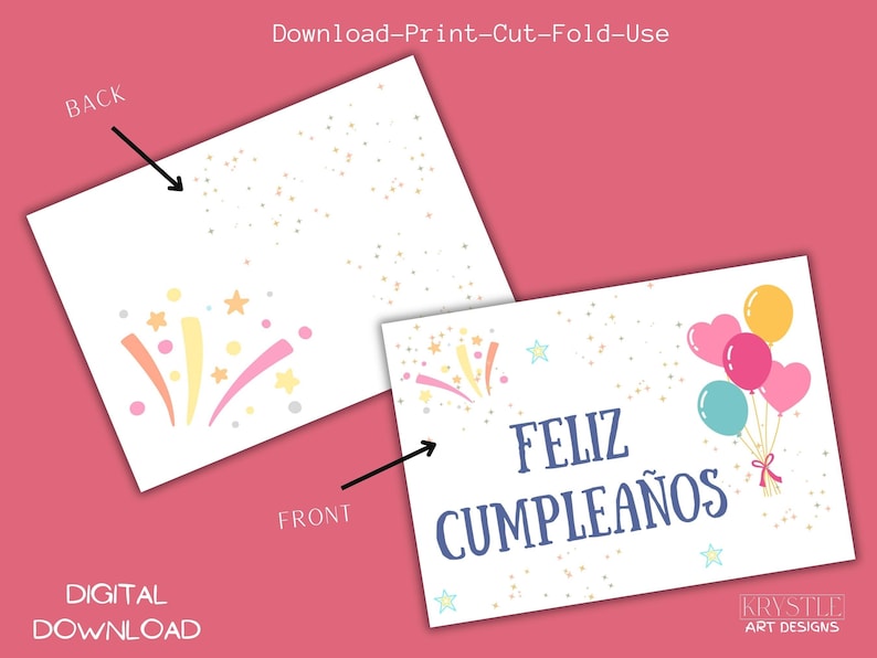 Feliz Cumpleaños Printable Card | Printable Spanish Birthday Card | Digital Birthday Card for ...