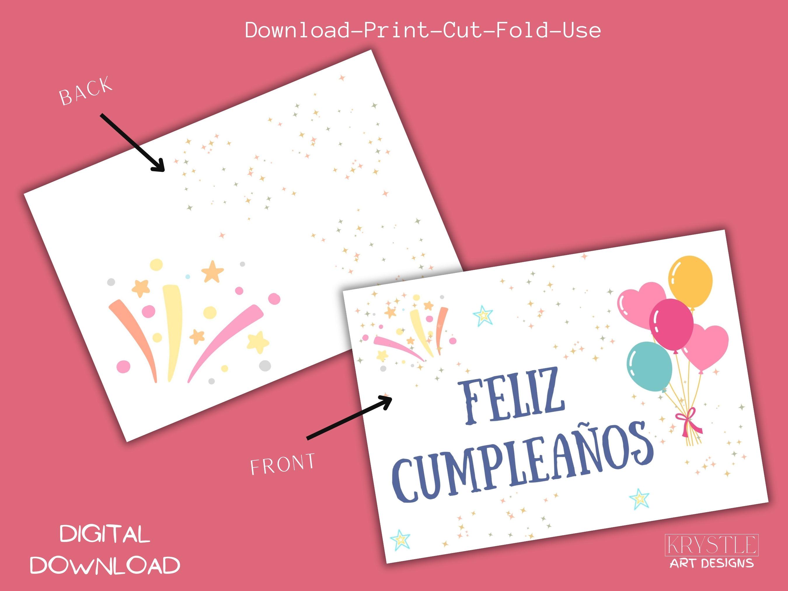 Feliz Cumpleaños Printable Card | Printable Spanish Birthday Card ...