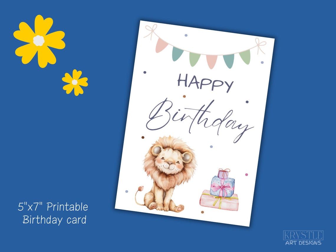 Birthday Card Printable Digital Birthday Greeting Card Birthday Card ...
