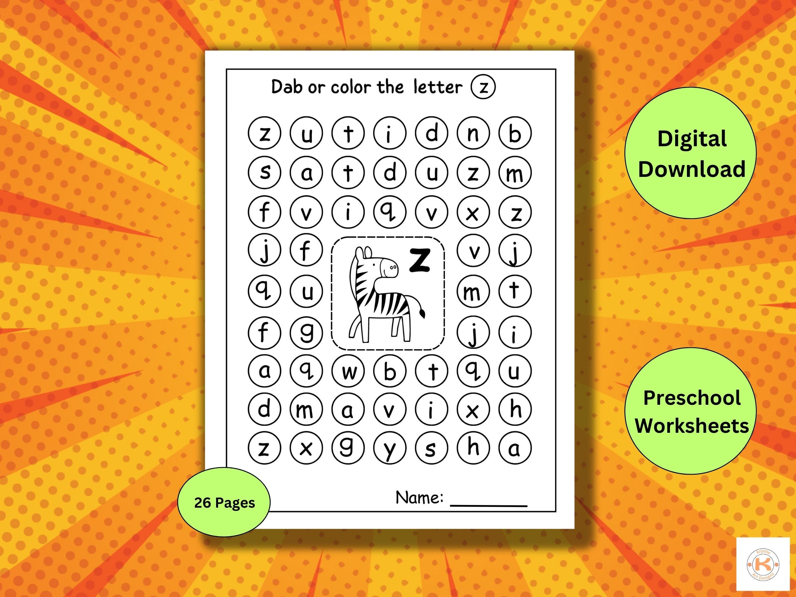 Dab the Letters Worksheets. 26 Printable Lowercase Alphabet - Etsy