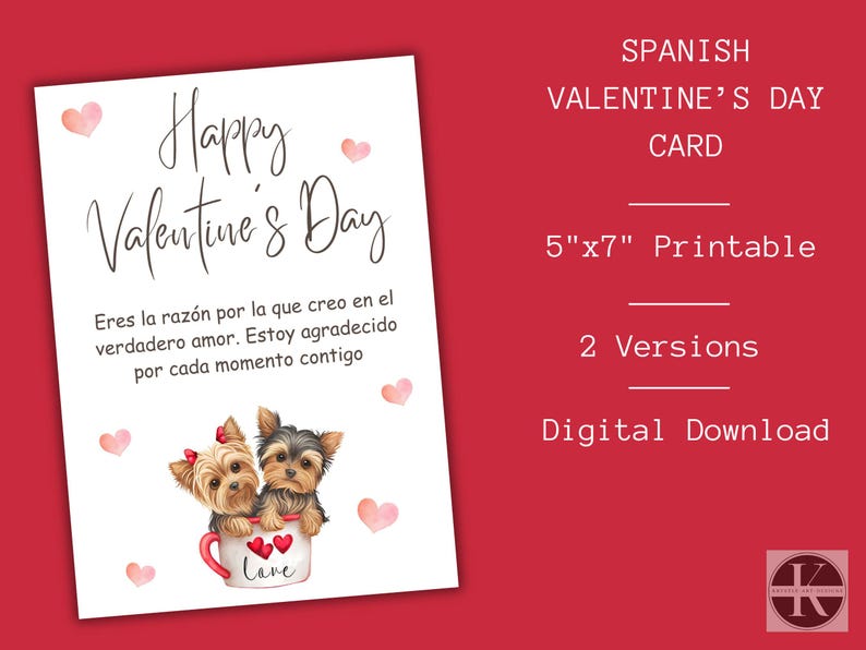 Spanish Valentines Day Printable Card | Feliz Dia De San Valentin Card ...