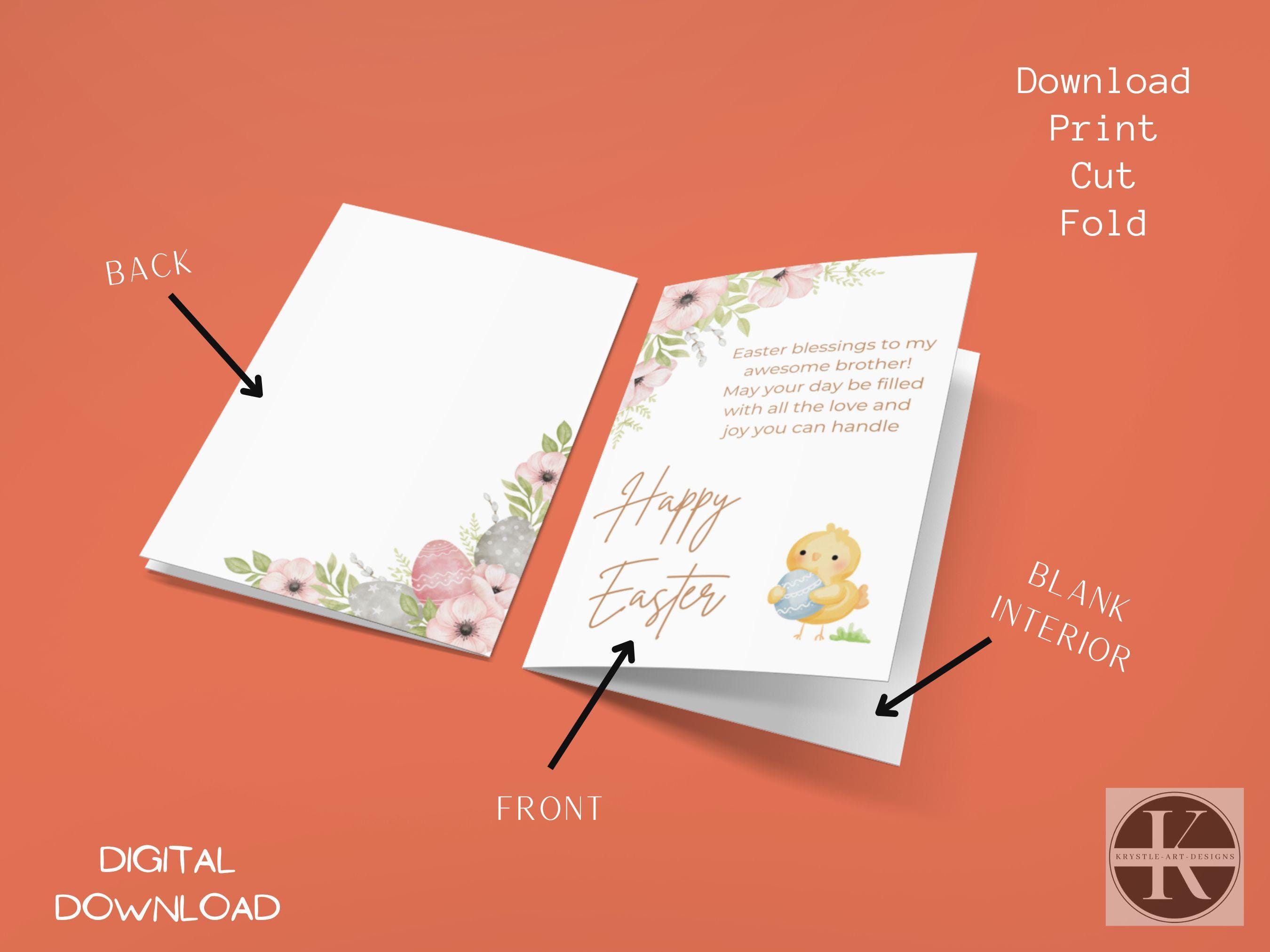Brother Easter Printable Card | Printable Happy Easter Card for Bro ...