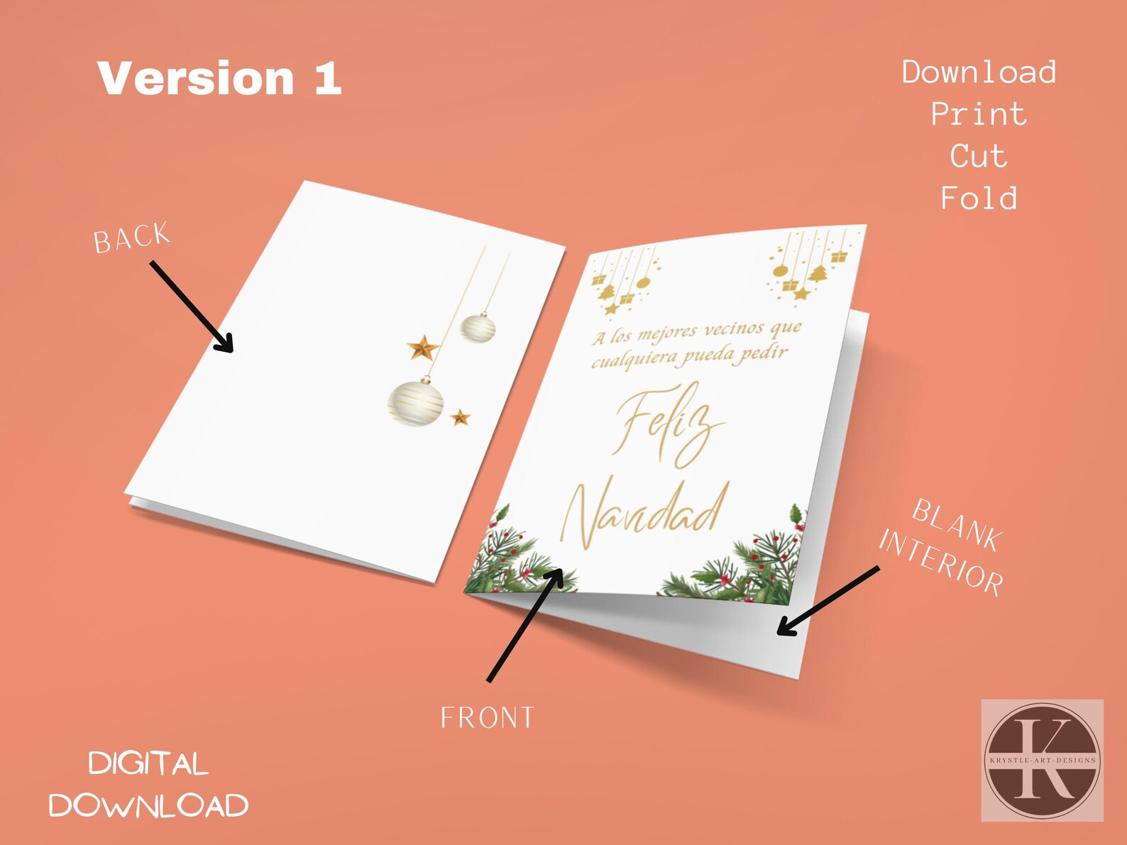 Feliz Navidad Printable Card for Your Neighbor | Printable Spanish ...