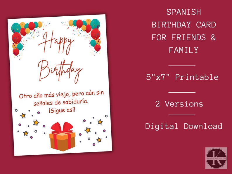 Feliz Cumpleaños Printable Card | Spanish Happy Birthday Card for ...
