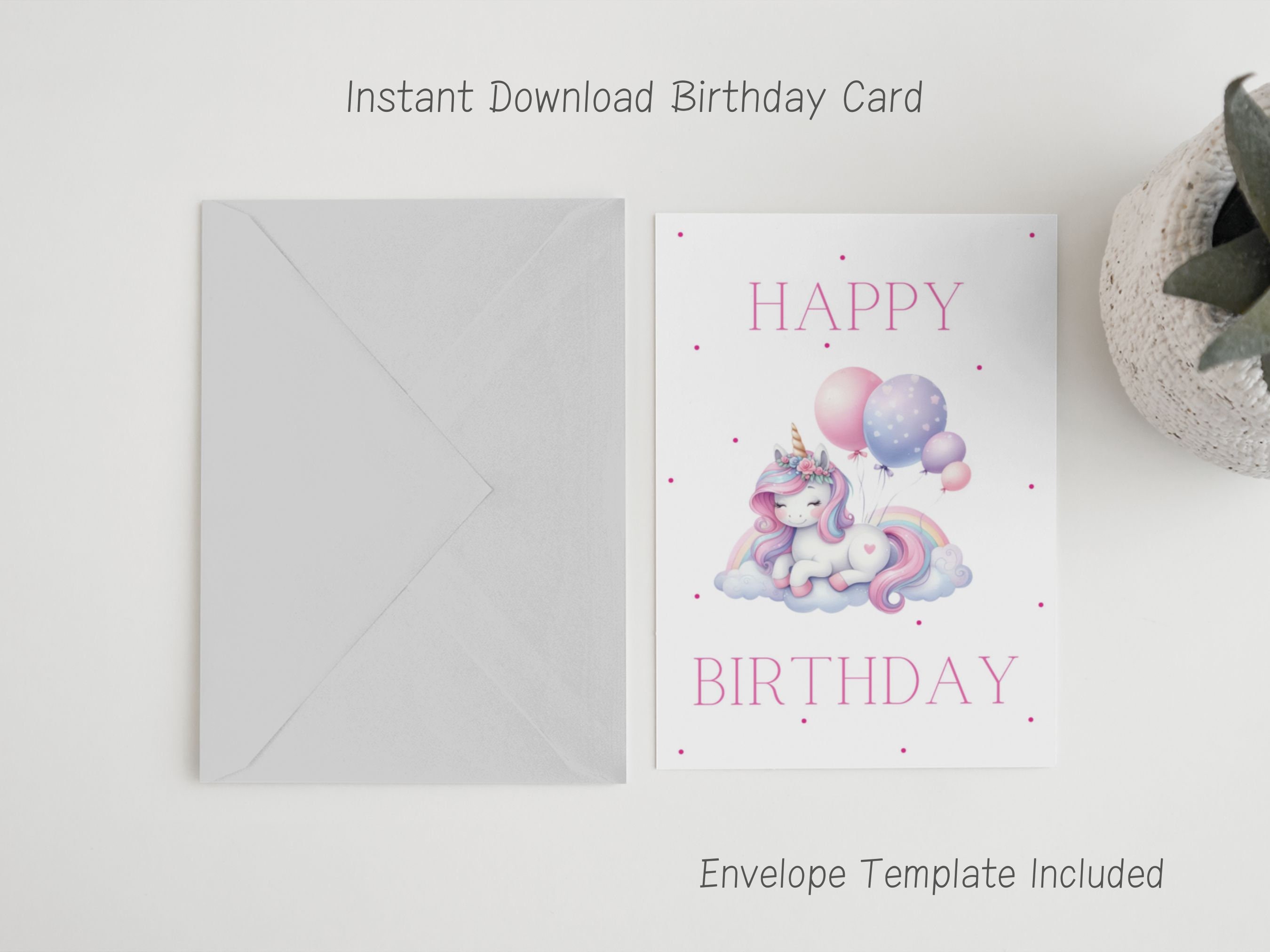 Printable Birthday Card | Unicorn Birthday Greeting Card | Digital ...