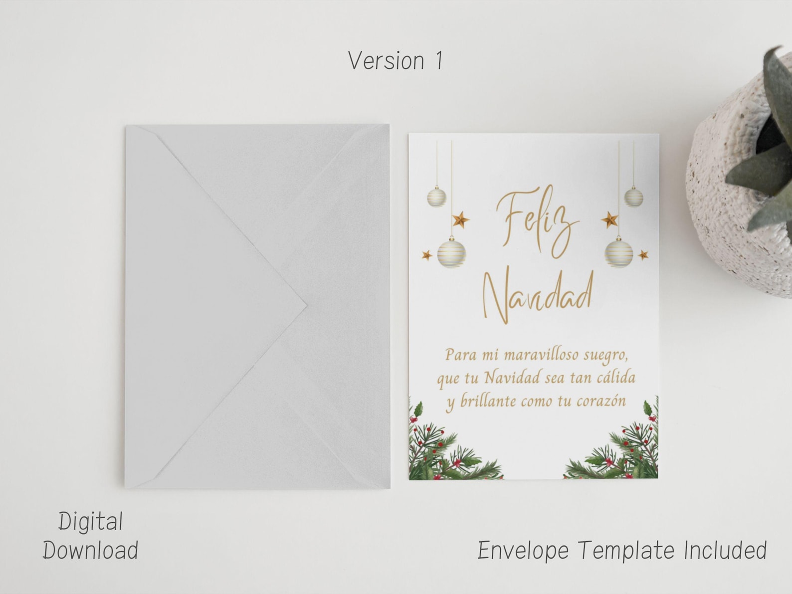 Feliz Navidad Printable Card Printable Spanish Christmas Card Spanish ...