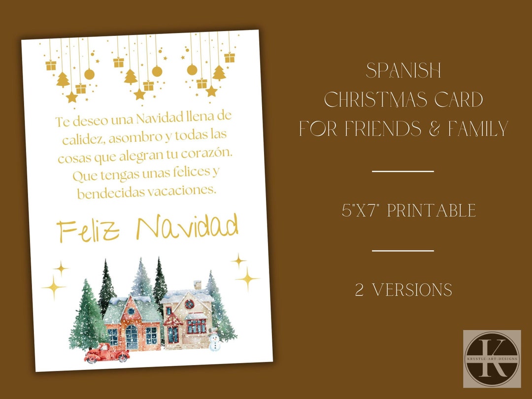 Feliz Navidad Printable Card for Friends & Family | Printable Spanish ...