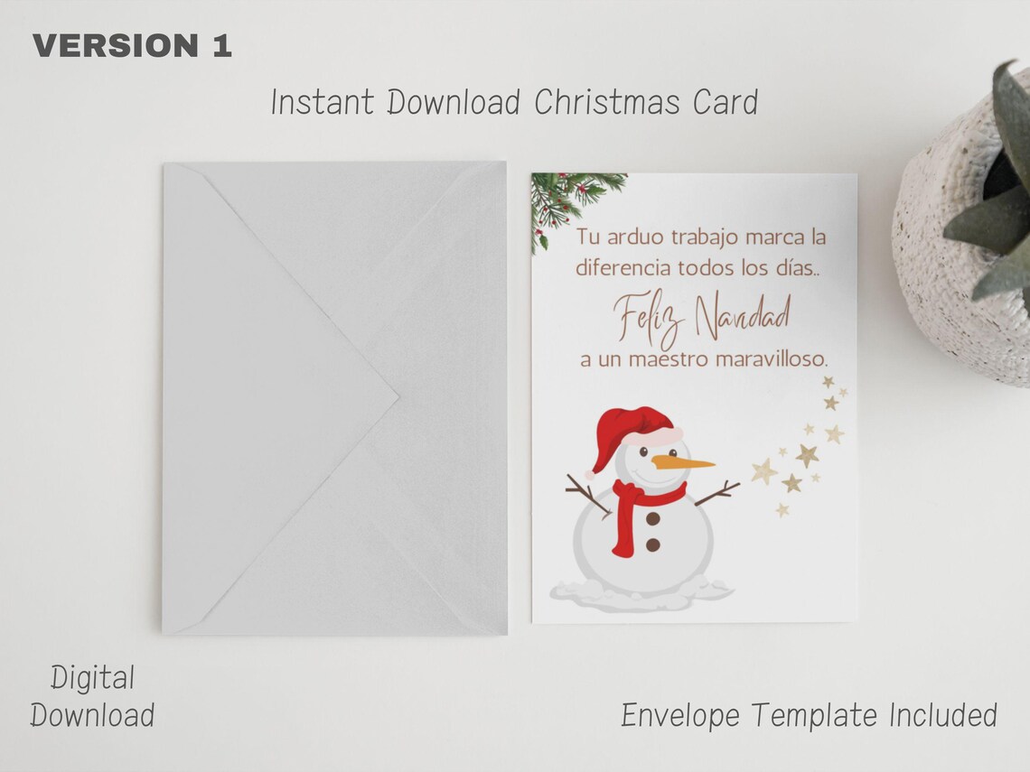 Teacher Feliz Navidad Printable Card | Printable Spanish Christmas Card ...
