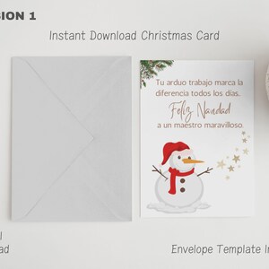 Teacher Feliz Navidad Printable Card | Printable Spanish Christmas Card ...