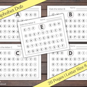 Alphabet Dab Worksheets: A-Z Letter Find, Homeschool Printable (PDF) - Etsy