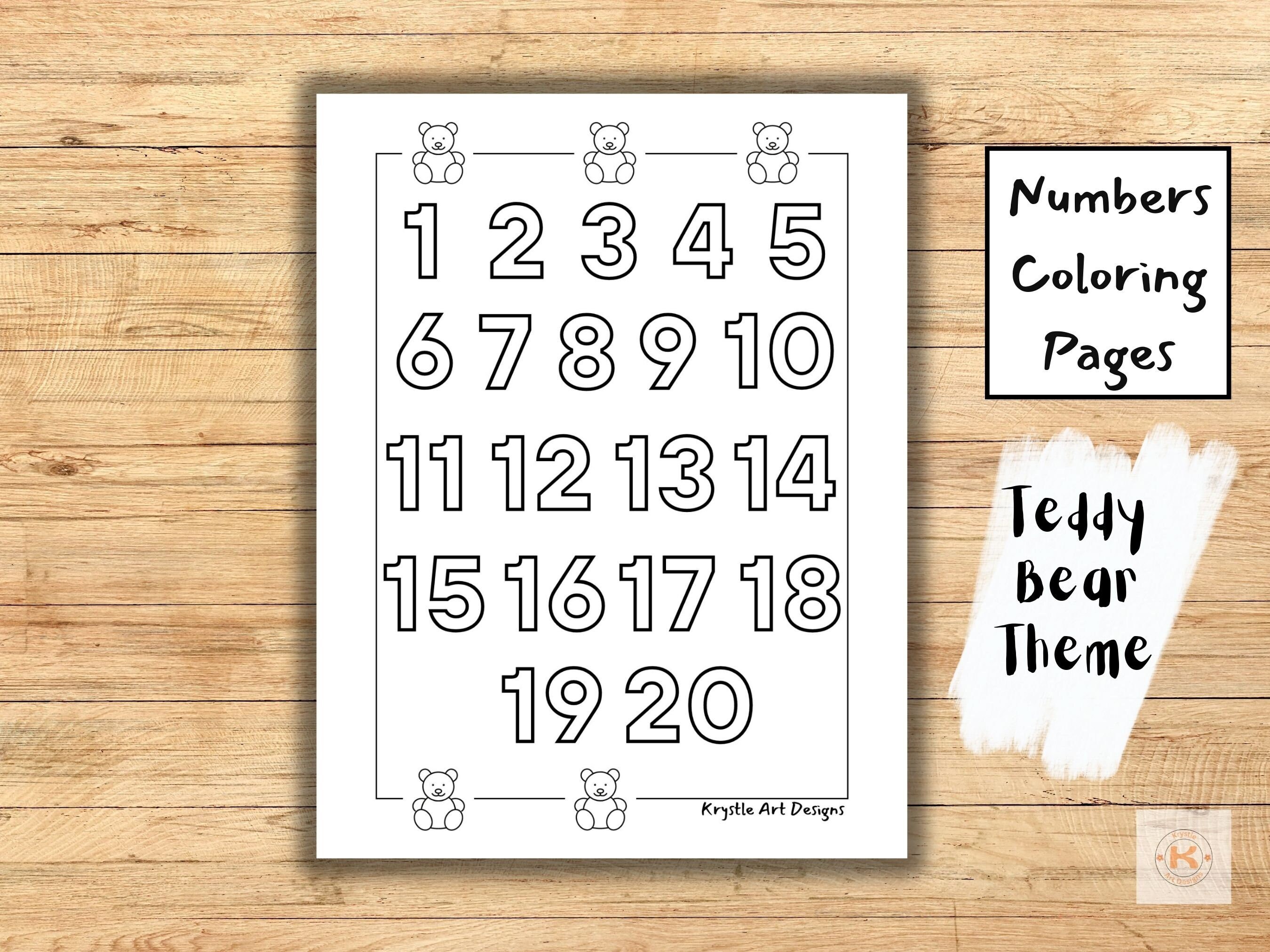 Count & Color the Numbers 1 to 20 Printable Numbers Worksheets Teddy ...