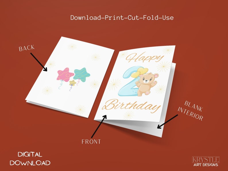 Printable 2nd Birthday Card Happy 2nd Birthday Card Printable for ...