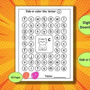 Dab the Letters Worksheets. 26 Printable Lowercase Alphabet - Etsy