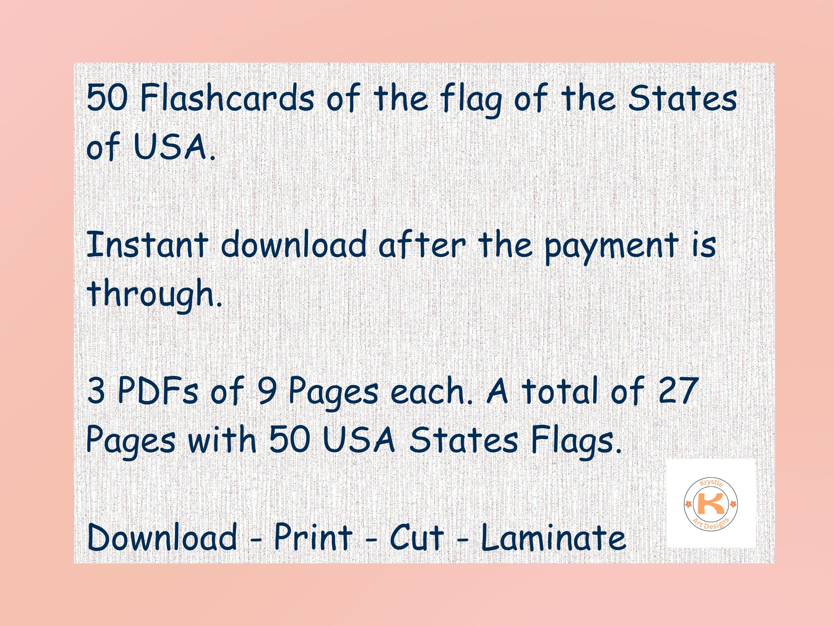 50 Flashcards of the Flags of the States of USA | Printable Flashcards ...