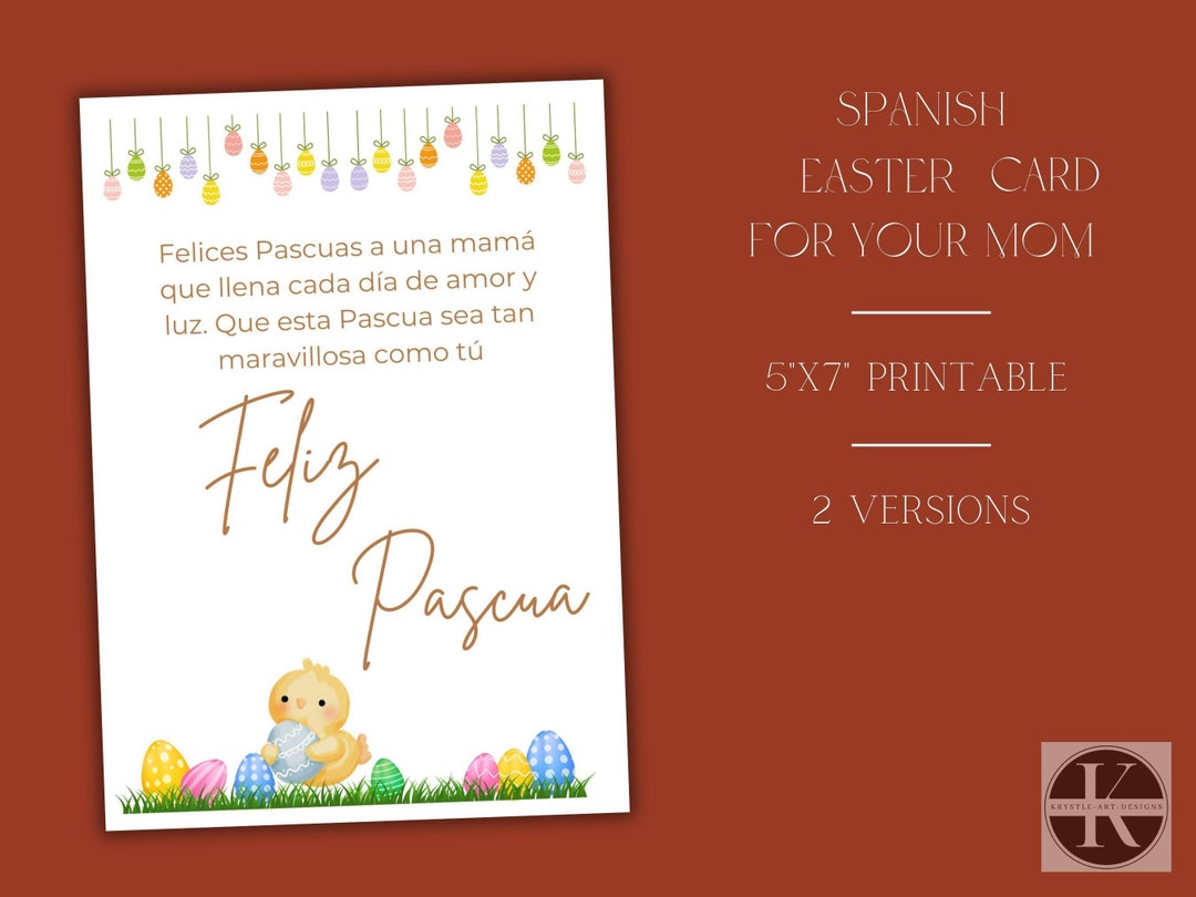 Easter Printable Card for Mom in Spanish | Printable Spanish Happy ...