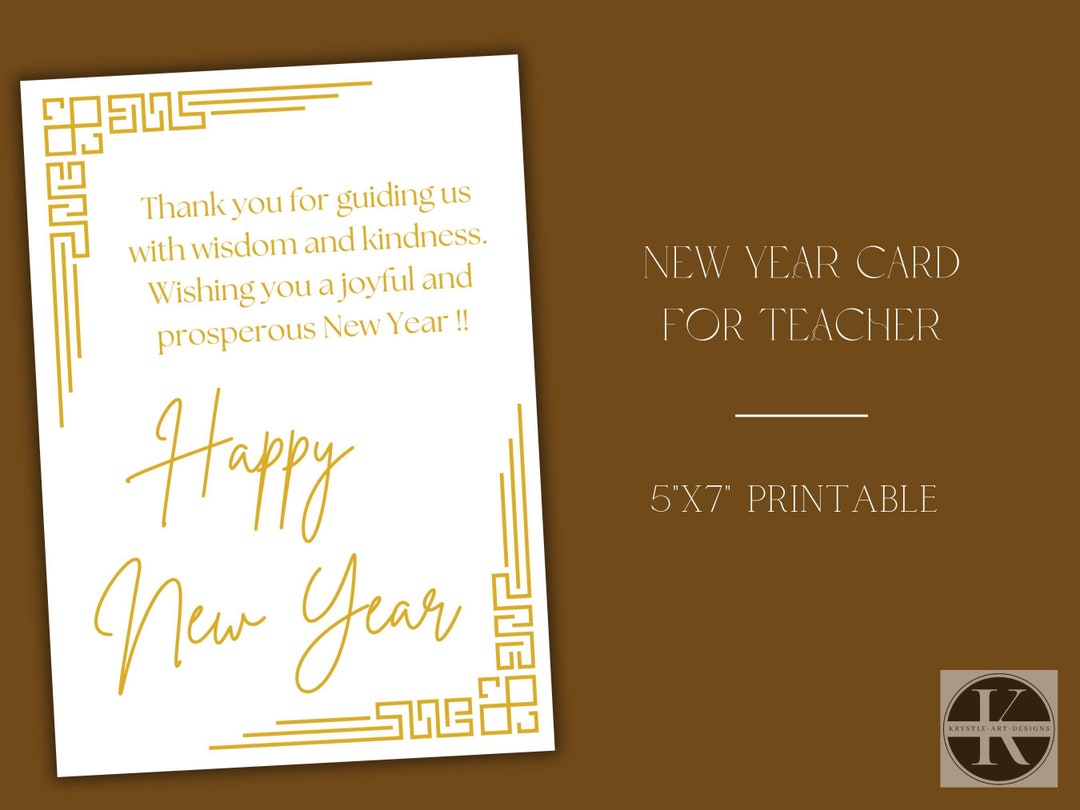 Teacher New Year Printable Card | Happy New Year Printable Card for ...