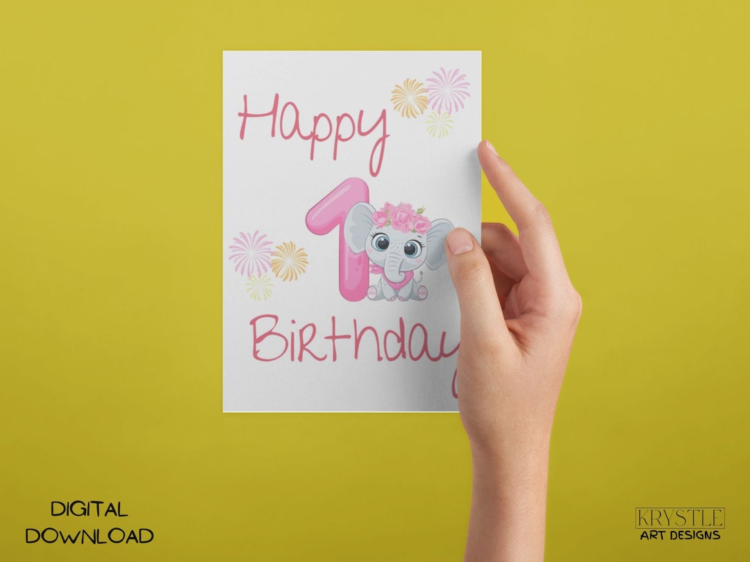 1st Birthday Card Printable First Birthday Card Printable for Children ...