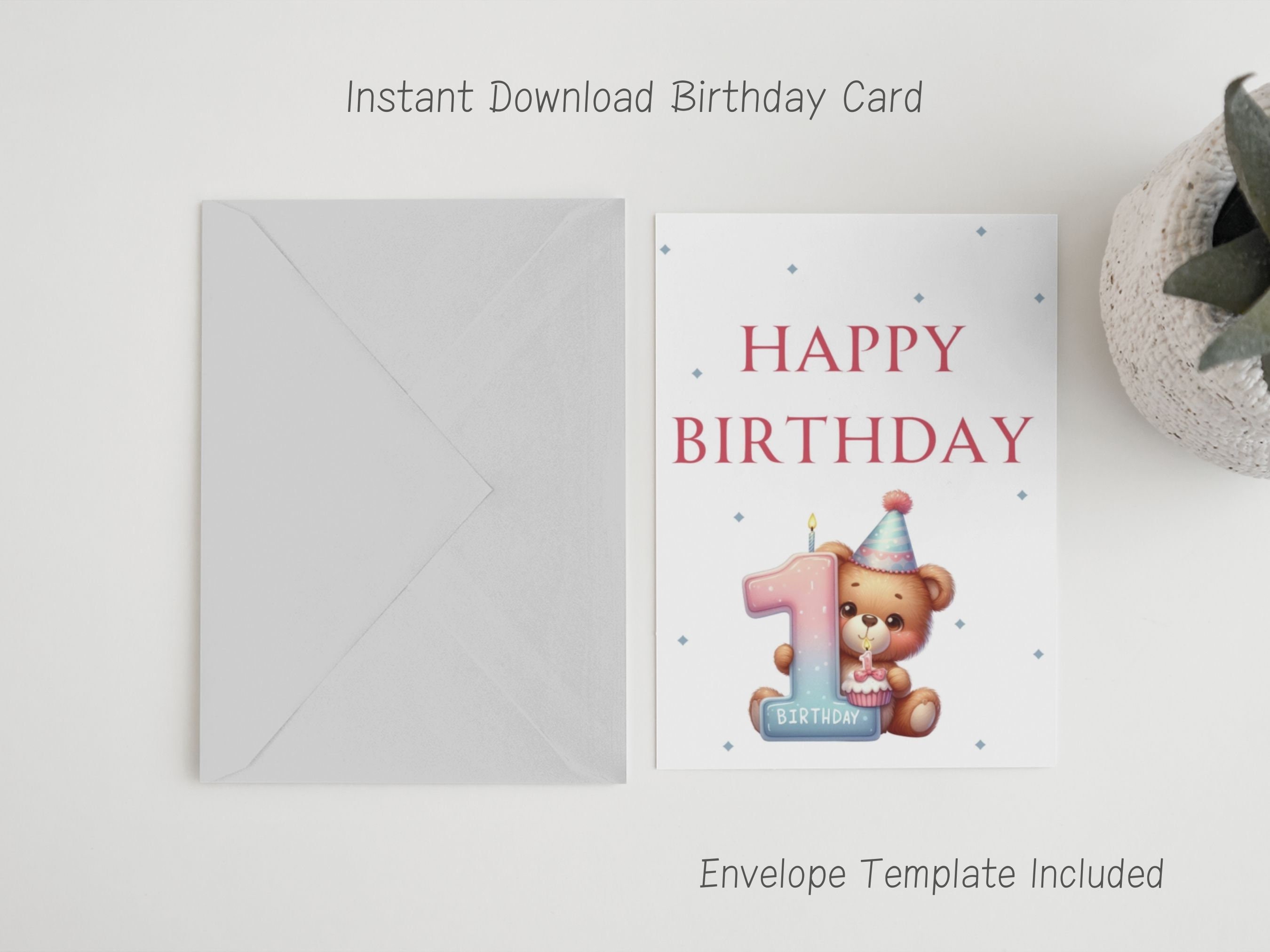 Printable Birthday Card Happy First Birthday 1st Birthday Greeting Card ...