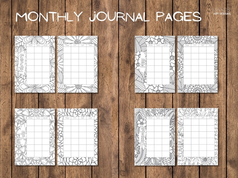 12 Month Calendar Pages With 12 Cover Pages 2 Page Spread Printable A5 ...