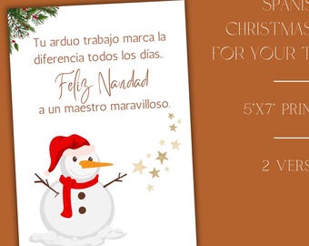 Feliz Navidad Printable Card | Printable Spanish Christmas Card ...