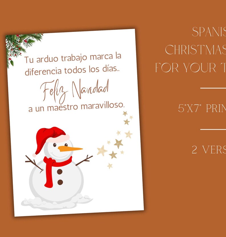 Teacher Feliz Navidad Printable Card | Printable Spanish Christmas Card ...
