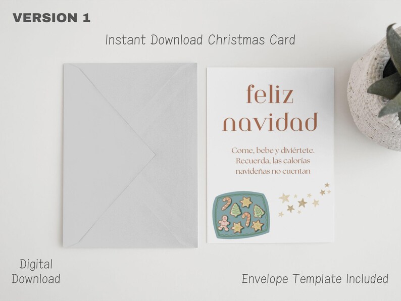 Feliz Navidad Printable Card | Printable Spanish Christmas Card ...