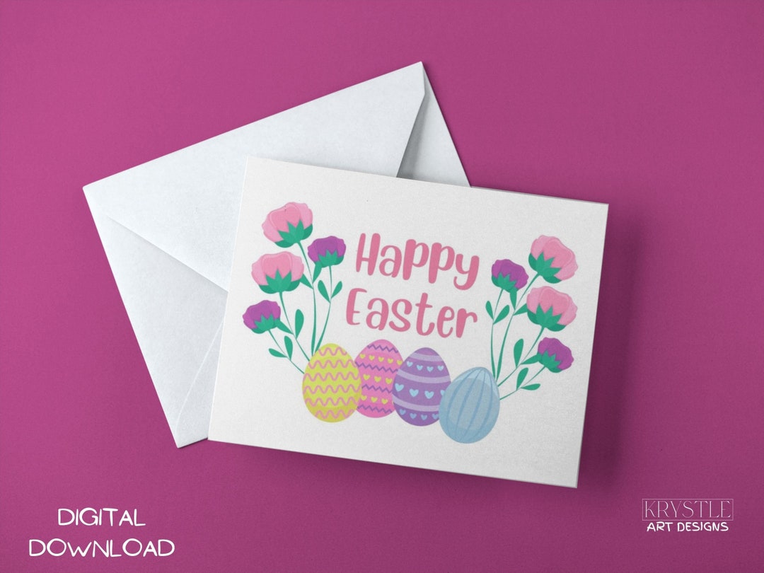 Easter Card Printable Printable Easter Card DIY Easter Card Easter Eggs ...