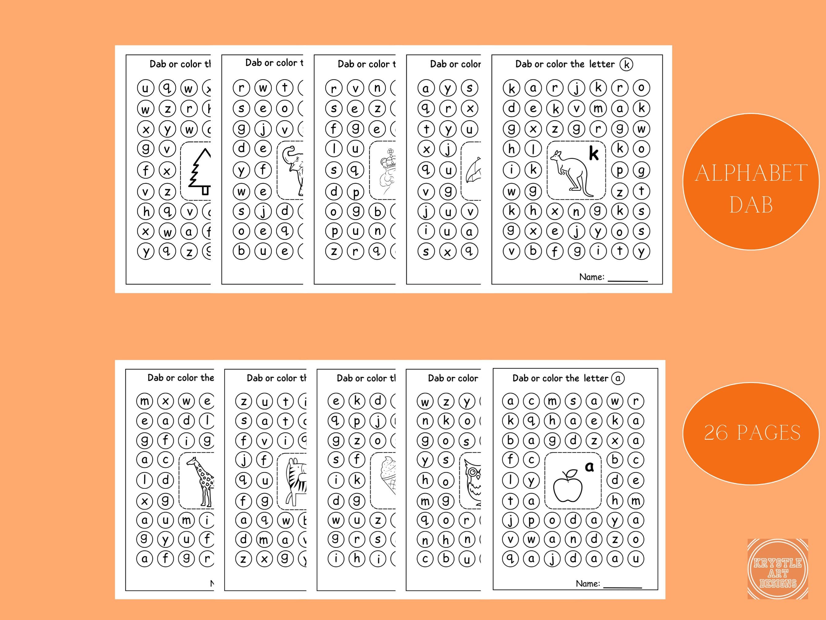 Dab the Letters Worksheets. 26 Printable Lowercase Alphabet Dab It ...