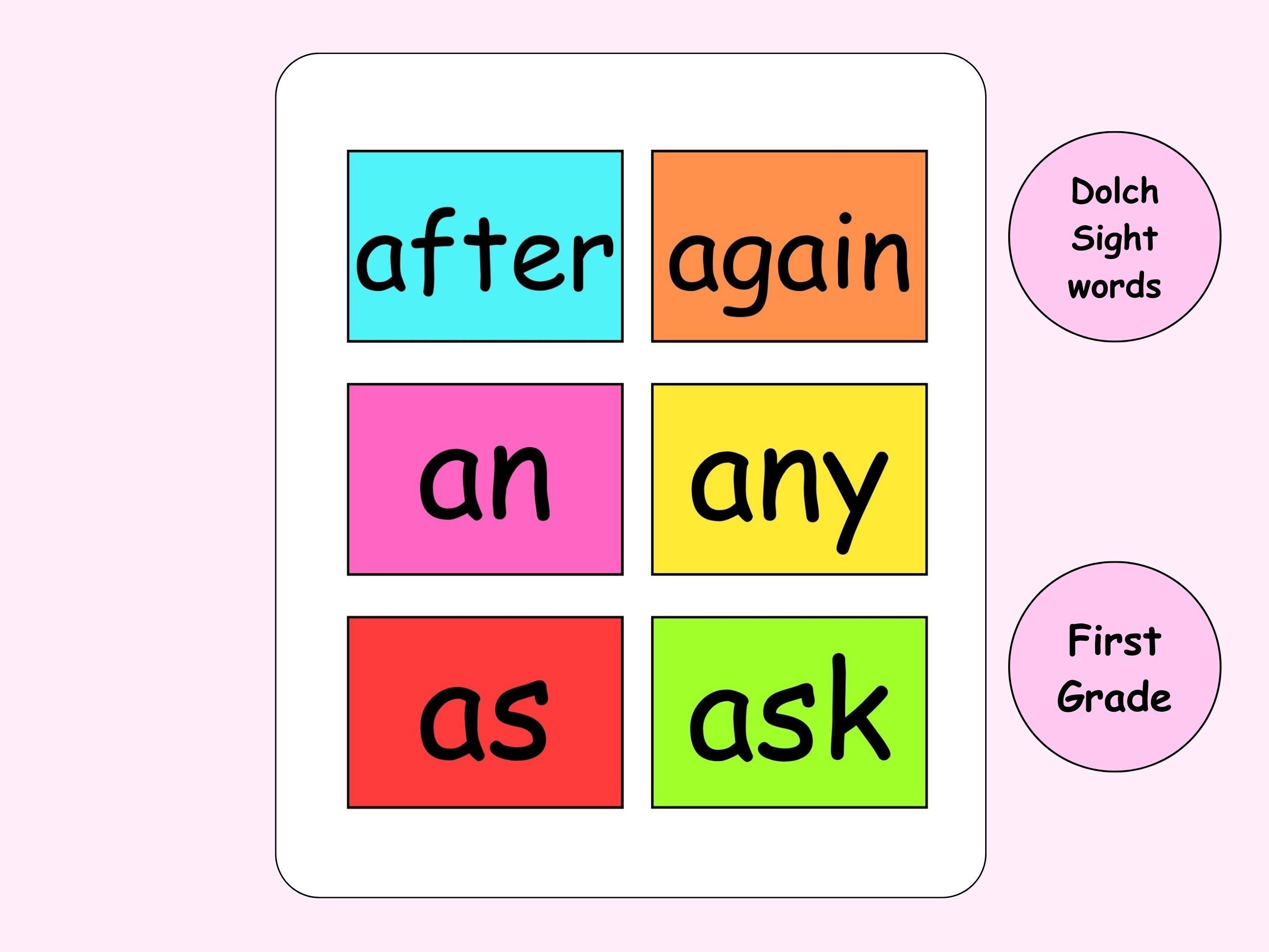 First Grade Sight Words Flashcard - 41 Printable Flashcards - Dolch ...