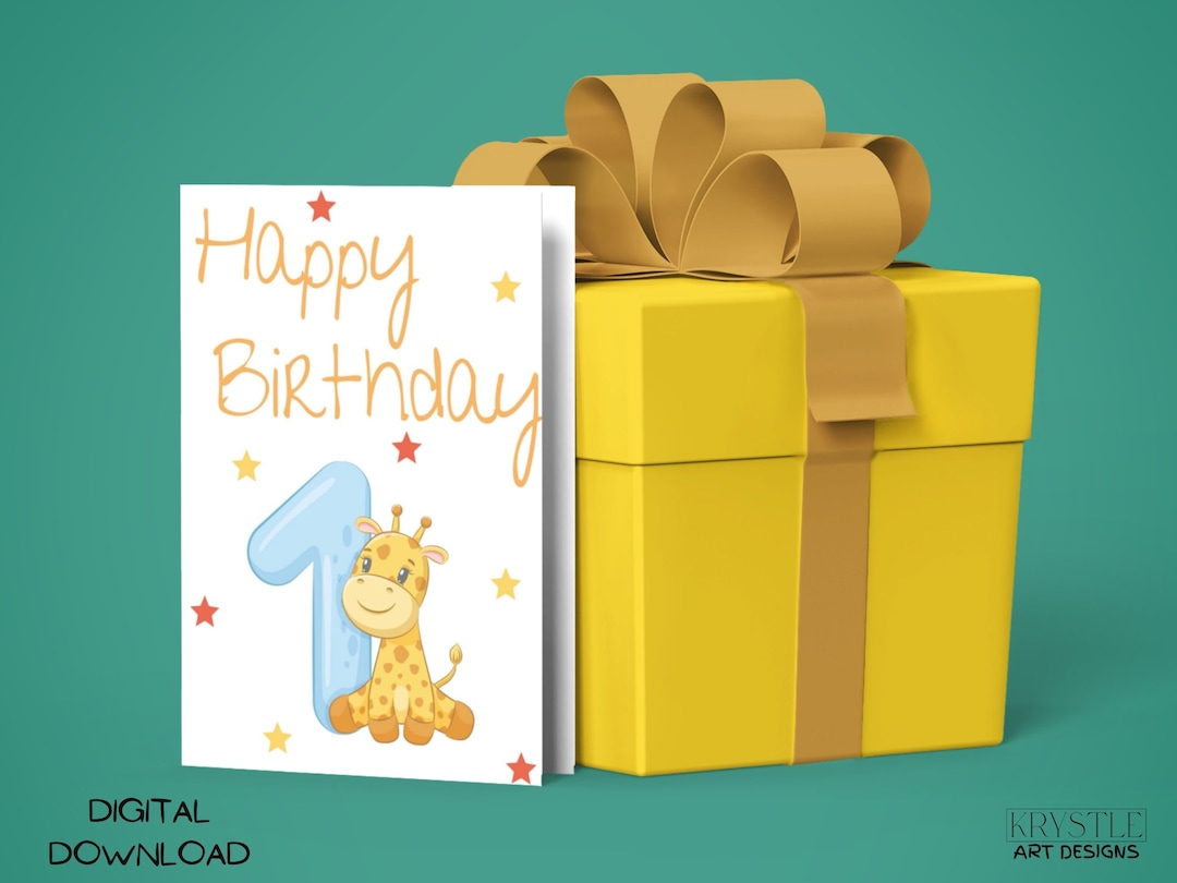 1st Birthday Card Printable First Birthday Card Cute Children's ...