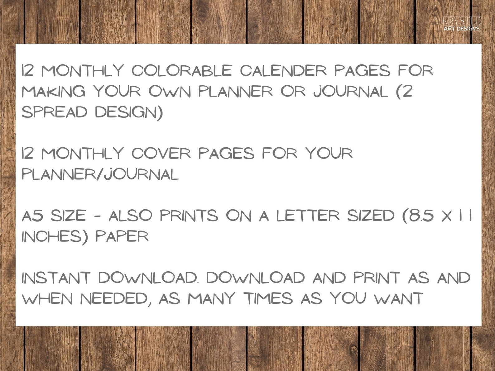 12 Month Calendar Pages With 12 Cover Pages 2 Page Spread Printable A5 ...