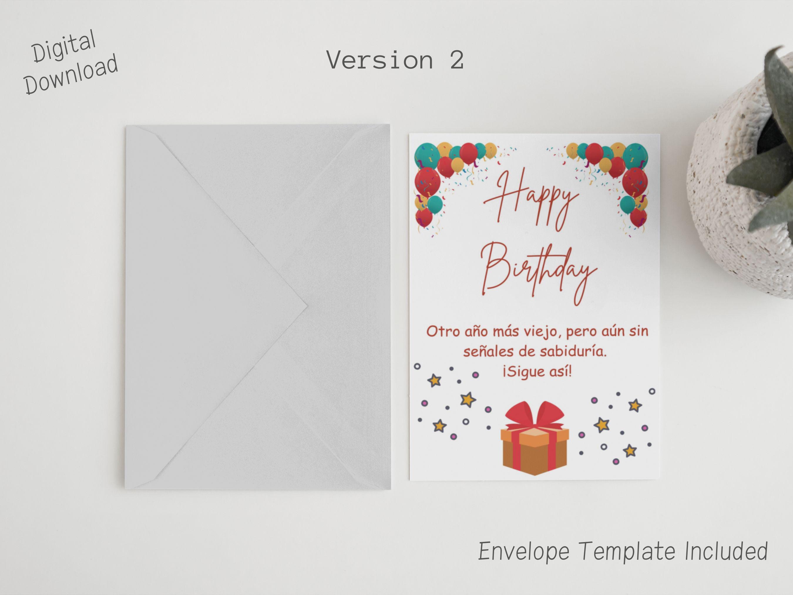 Feliz Cumpleaños Printable Card | Spanish Happy Birthday Card for ...