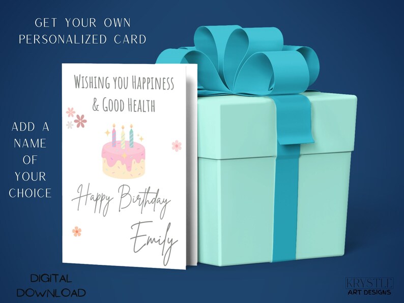Personalized Birthday Card Printable: Custom Name, A7 Envelope (PDF) - Etsy