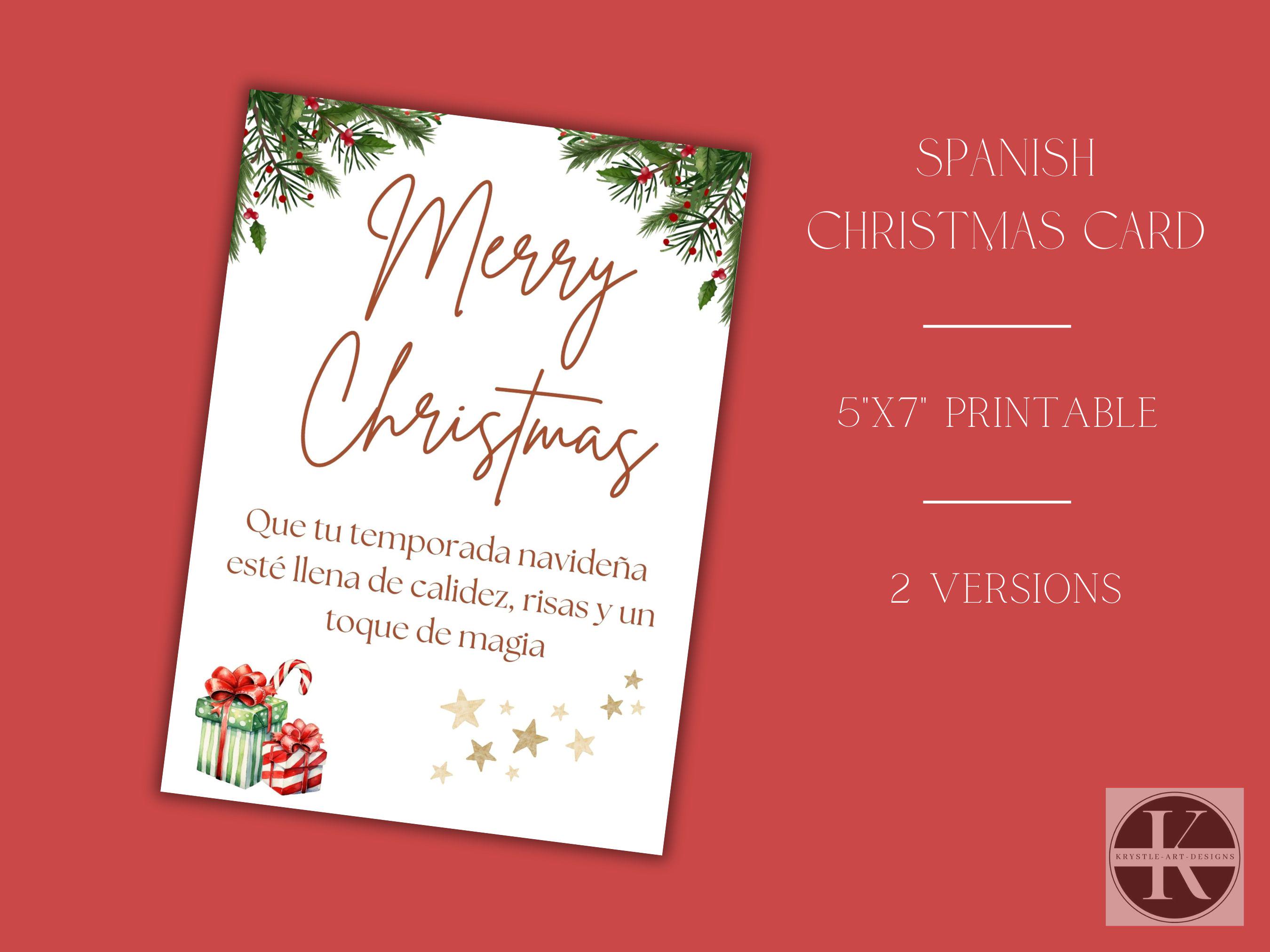 Feliz Navidad Printable Card Printable Spanish Christmas Card Spanish ...