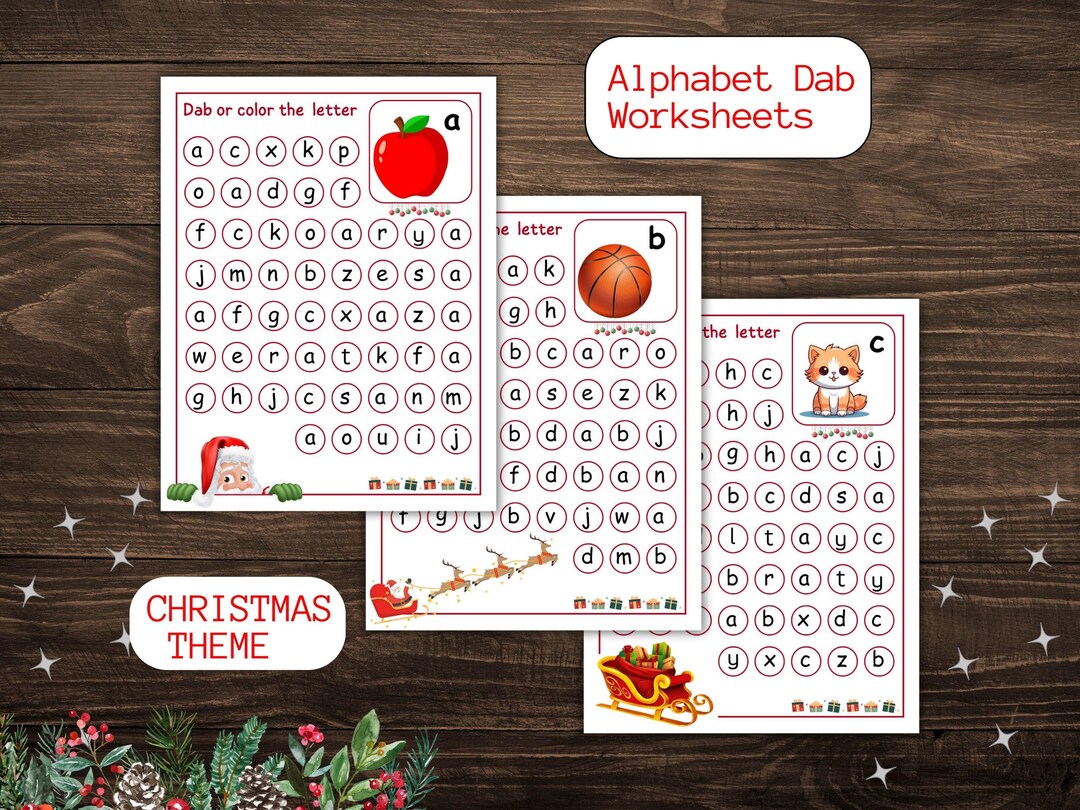 Printable Alphabet Dab It Worksheets. Christmas Theme Worksheets ...