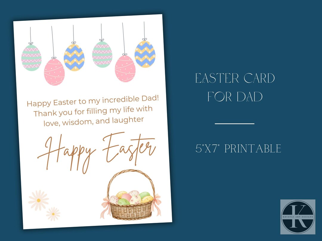 Dad Easter Printable Card | Happy Easter Greeting Card for Father ...