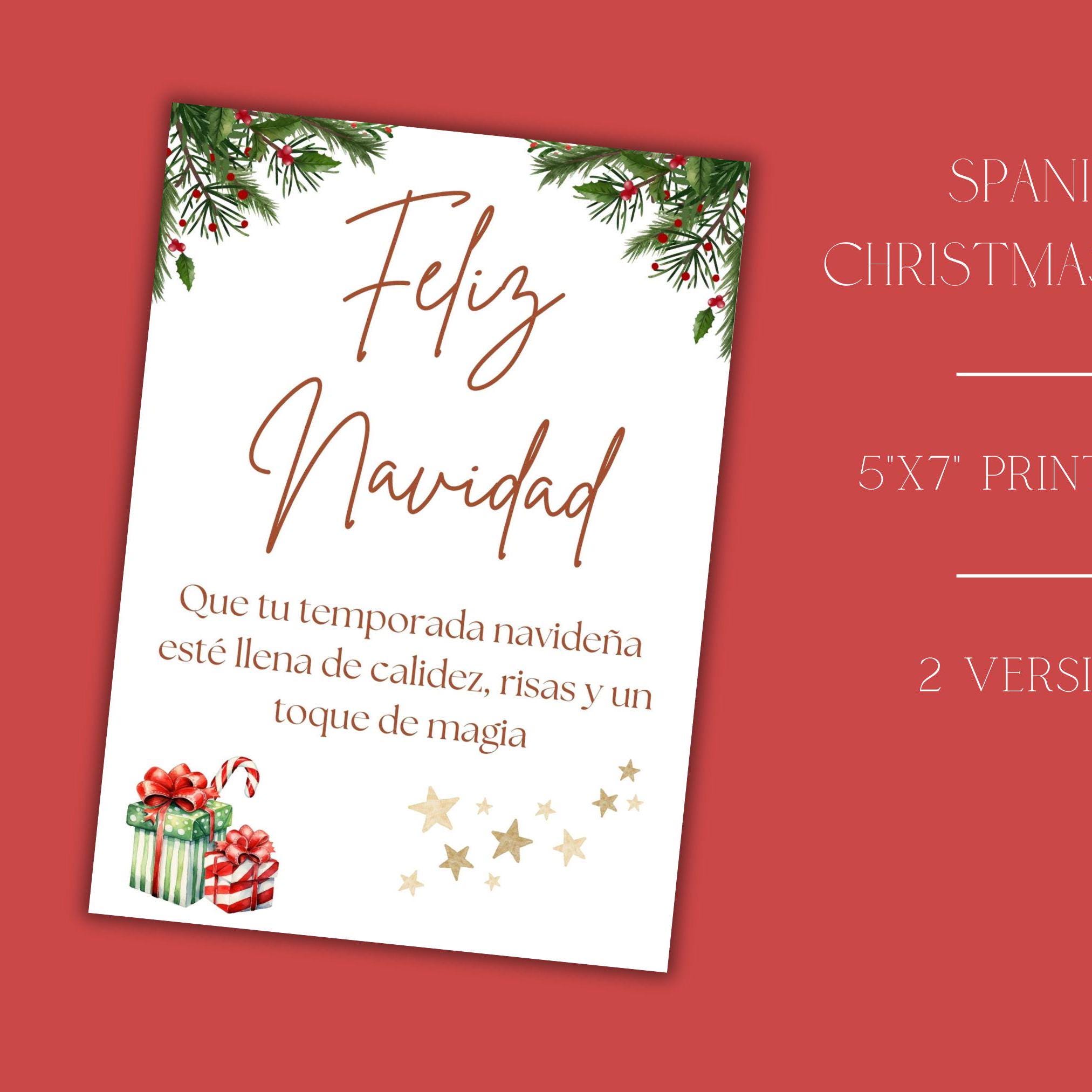 Feliz Navidad Printable Card | Printable Spanish Christmas Card ...