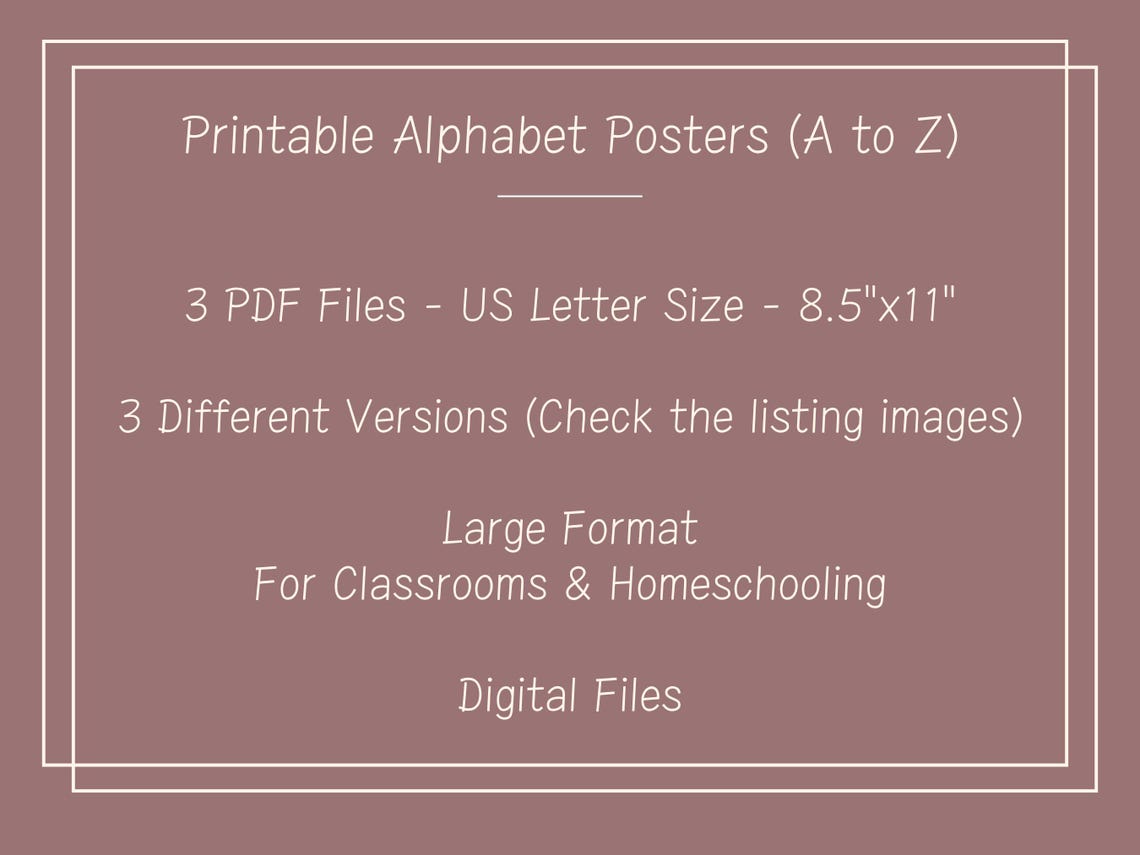 Alphabet Poster for Classroom Printable Alphabet Posters for Nursery ...