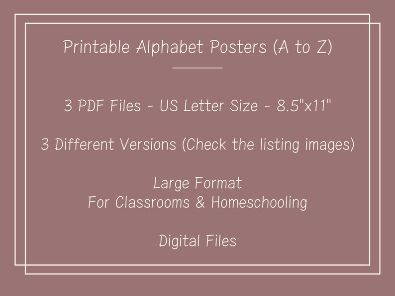 Alphabet Poster for Classroom Printable Alphabet Posters for Nursery ...