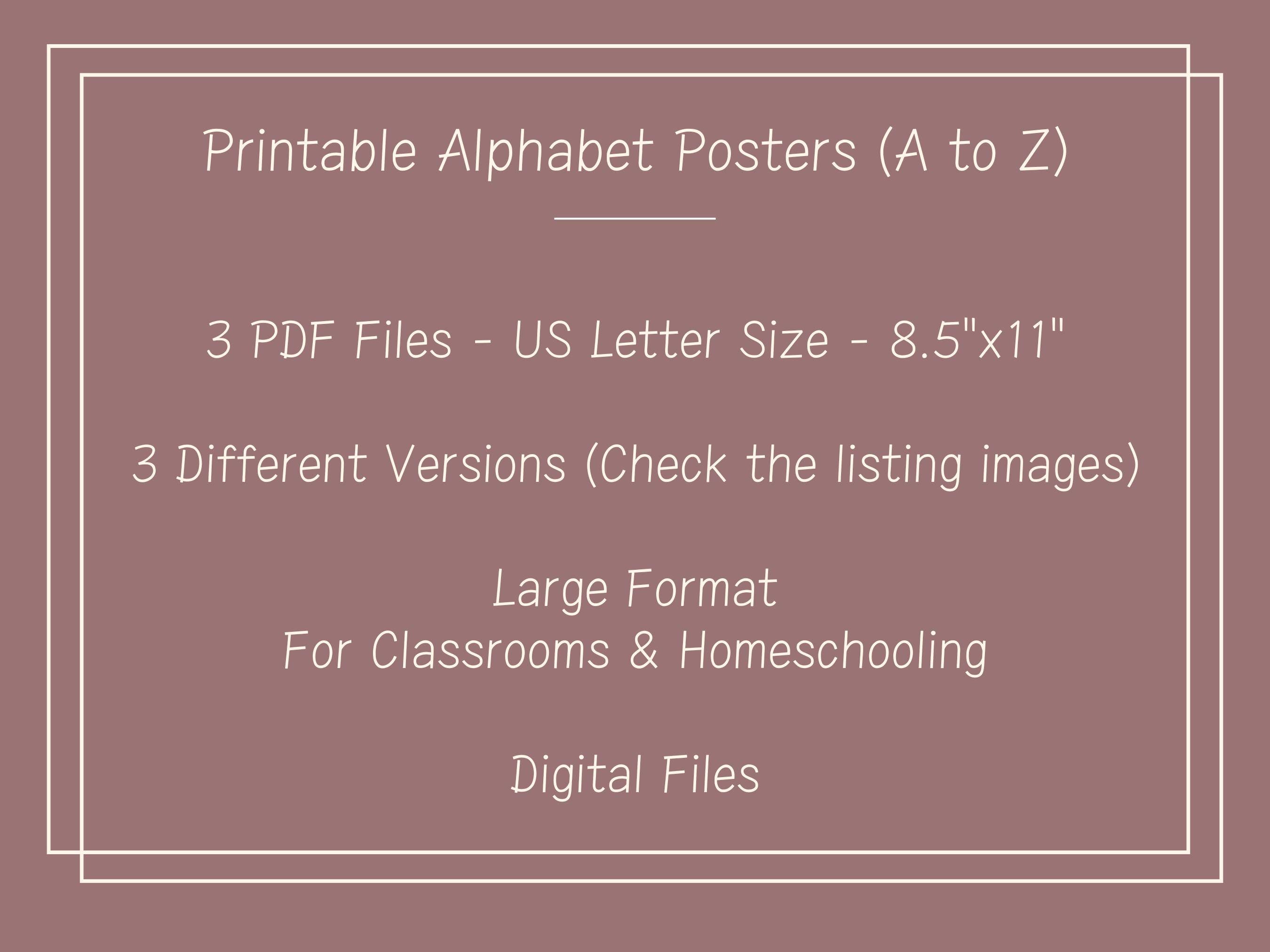 Alphabet Poster for Classroom Printable Alphabet Posters for Nursery ...