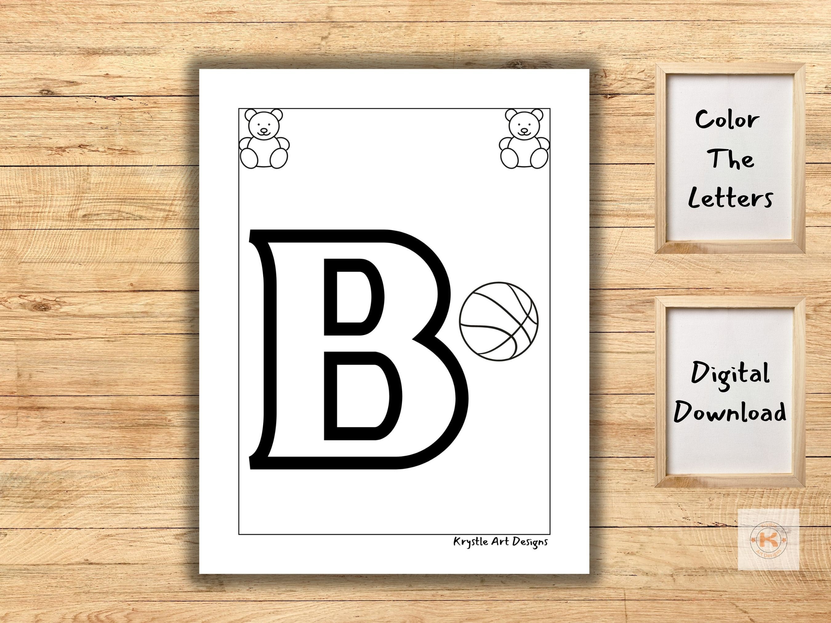 Printable Alphabet Coloring Book Worksheets. Color the Letters. Teddy ...