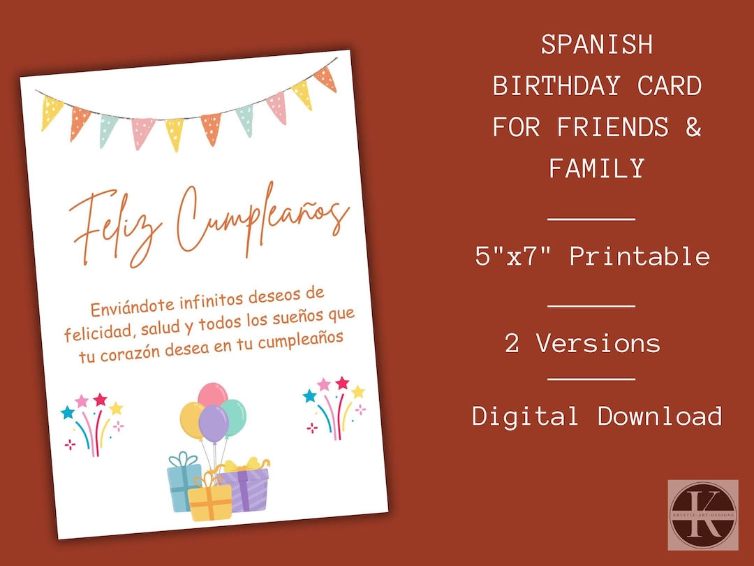 Spanish Happy Birthday Card for Friends & Family | Feliz Cumpleaños ...